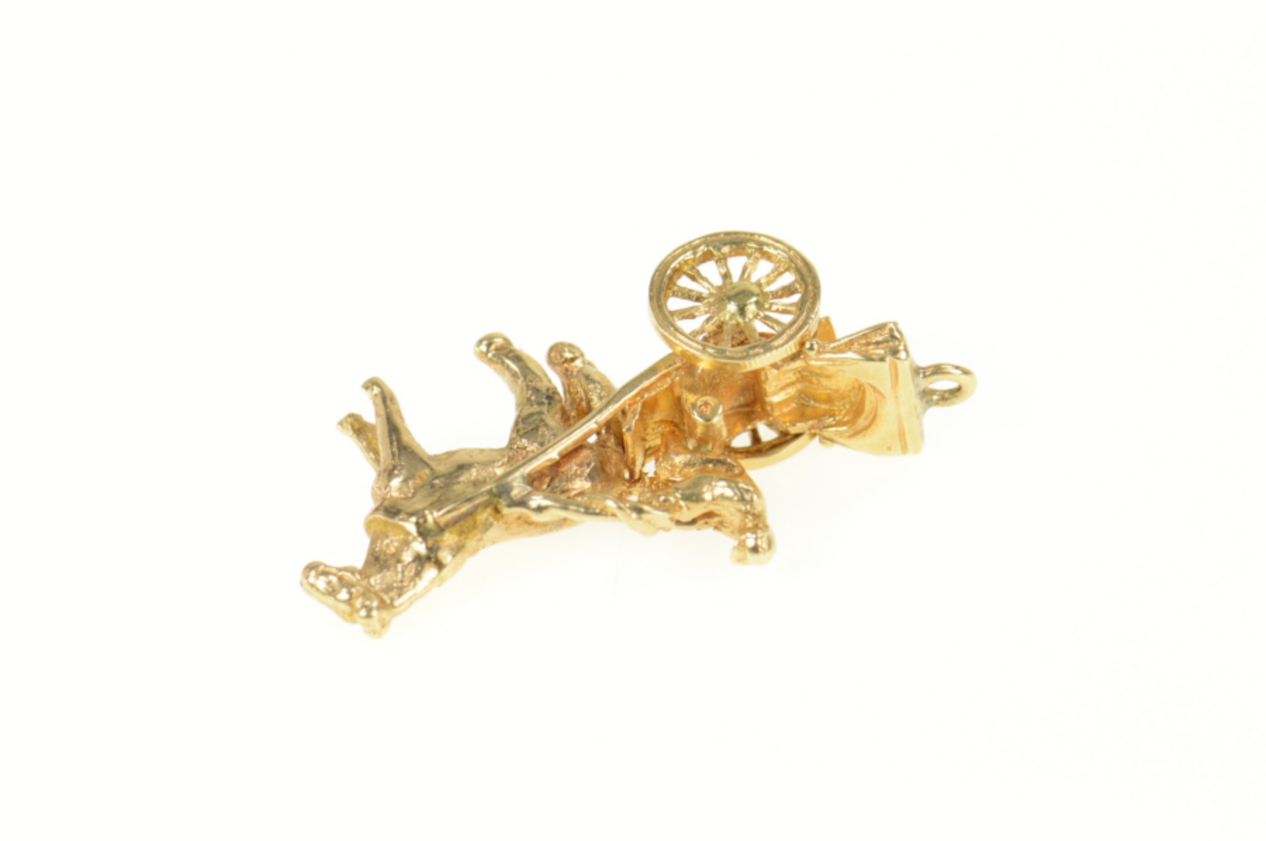 14K Horse Drawn Carriage 3D Articulated Chariot Yellow Gold Charm ...