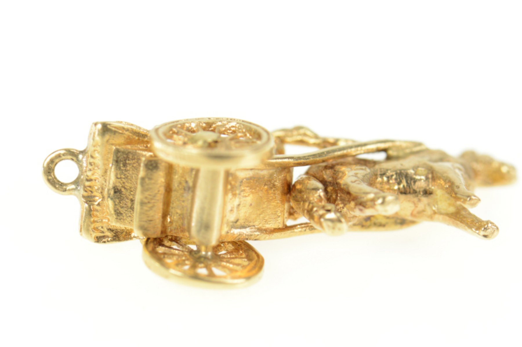 14K Horse Drawn Carriage 3D Articulated Chariot Yellow Gold Charm ...