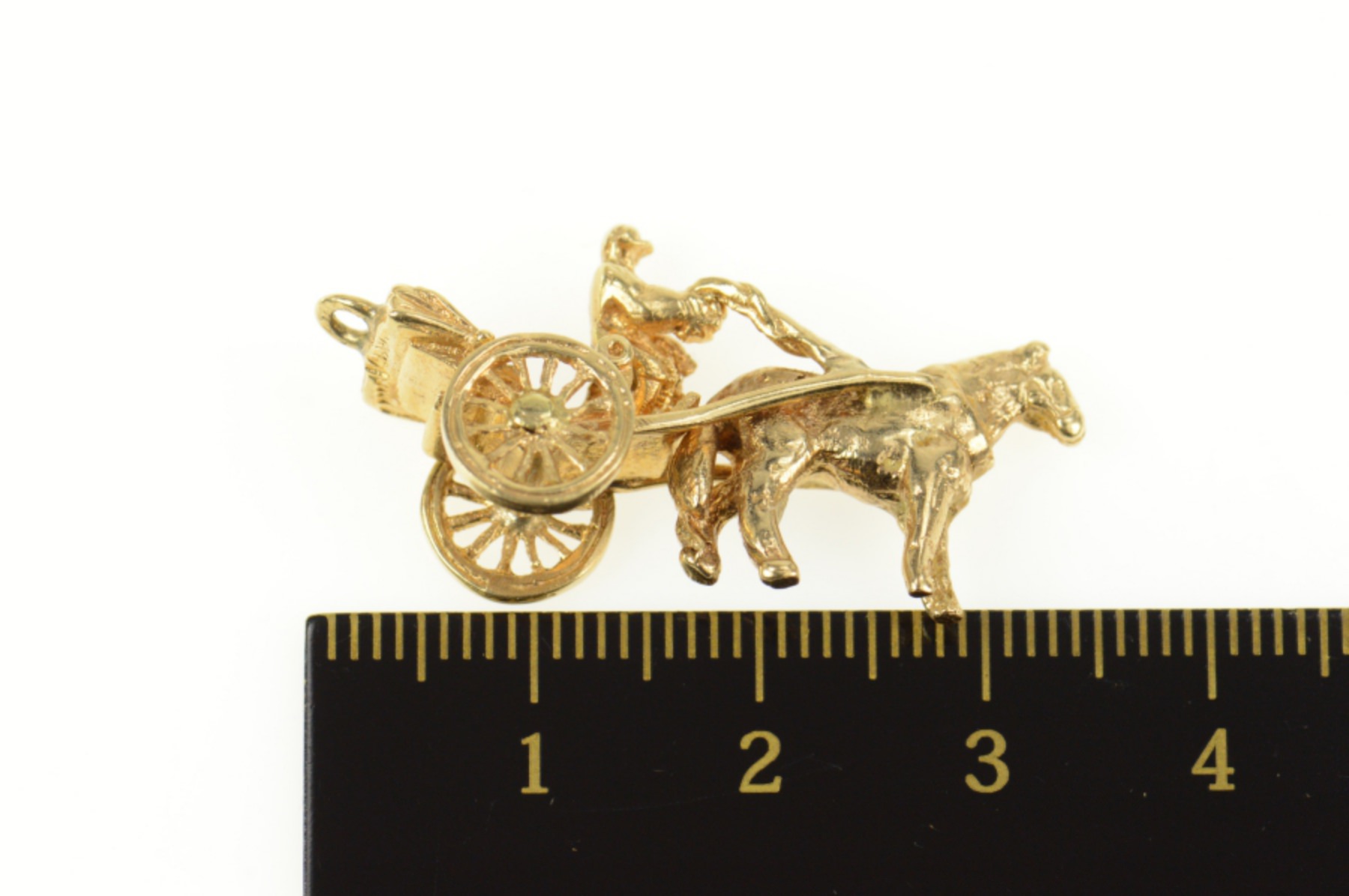 14K Horse Drawn Carriage 3D Articulated Chariot Yellow Gold Charm ...