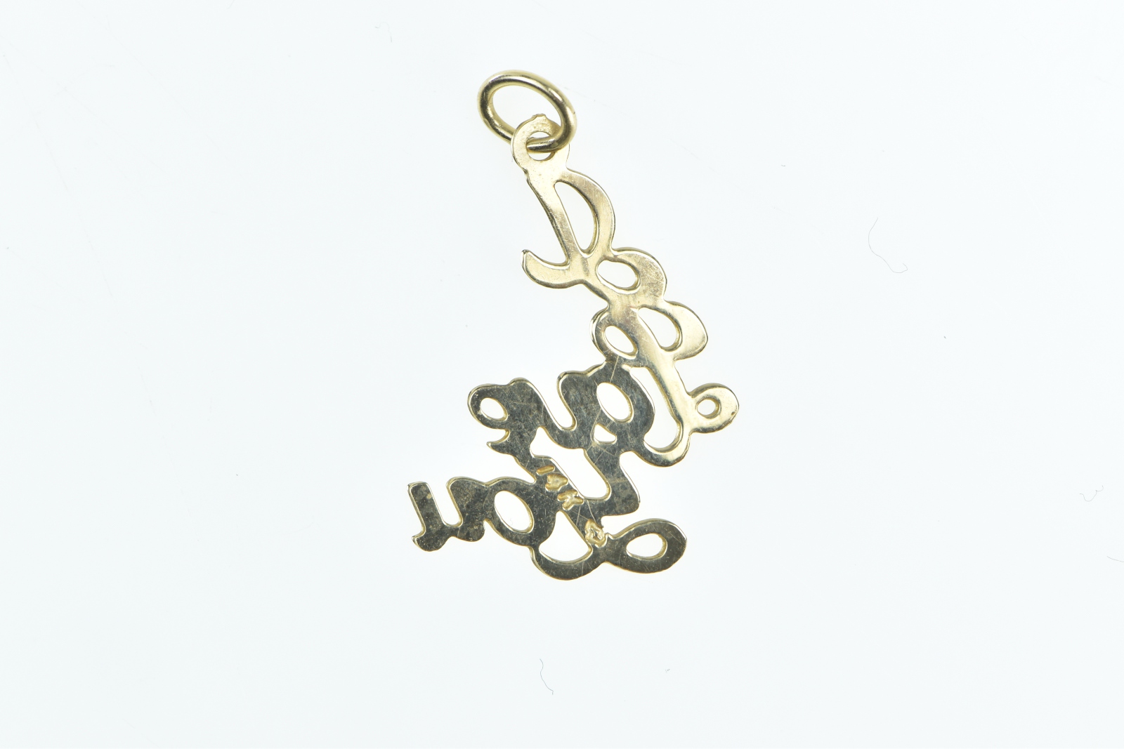 14K I Love You Word Cursive Romantic Message Yellow Gold Charm/Pendant ...