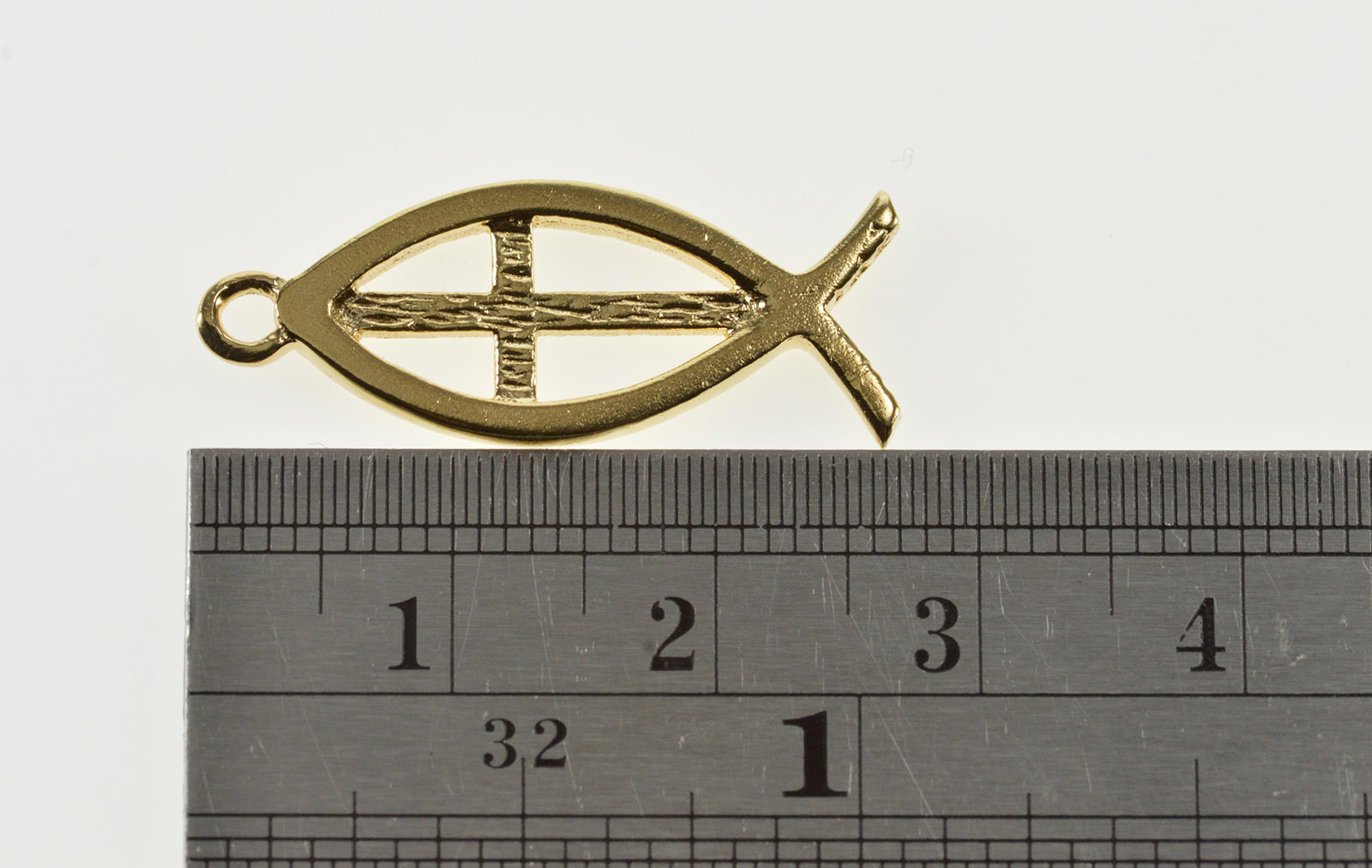 14K Ichthys Cross Religious Christian Symbol Yellow Gold Charm/Pendant ...