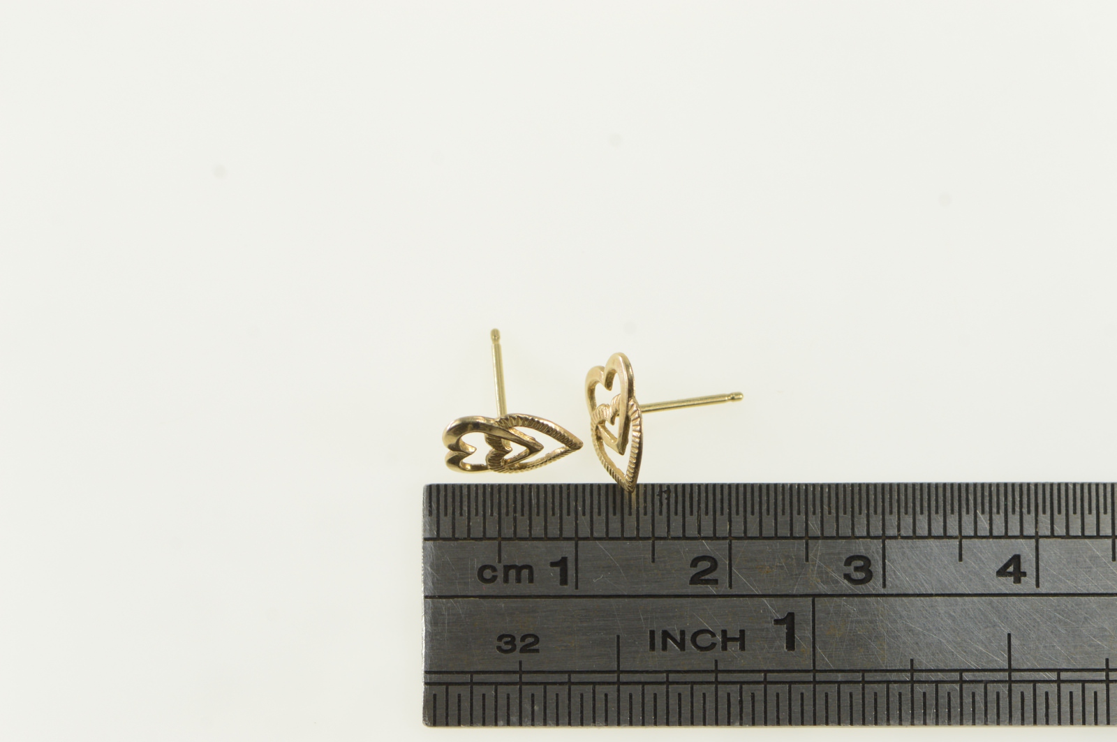 14K Interlocking Heart Love Symbol Stud Yellow Gold Earrings | Property ...