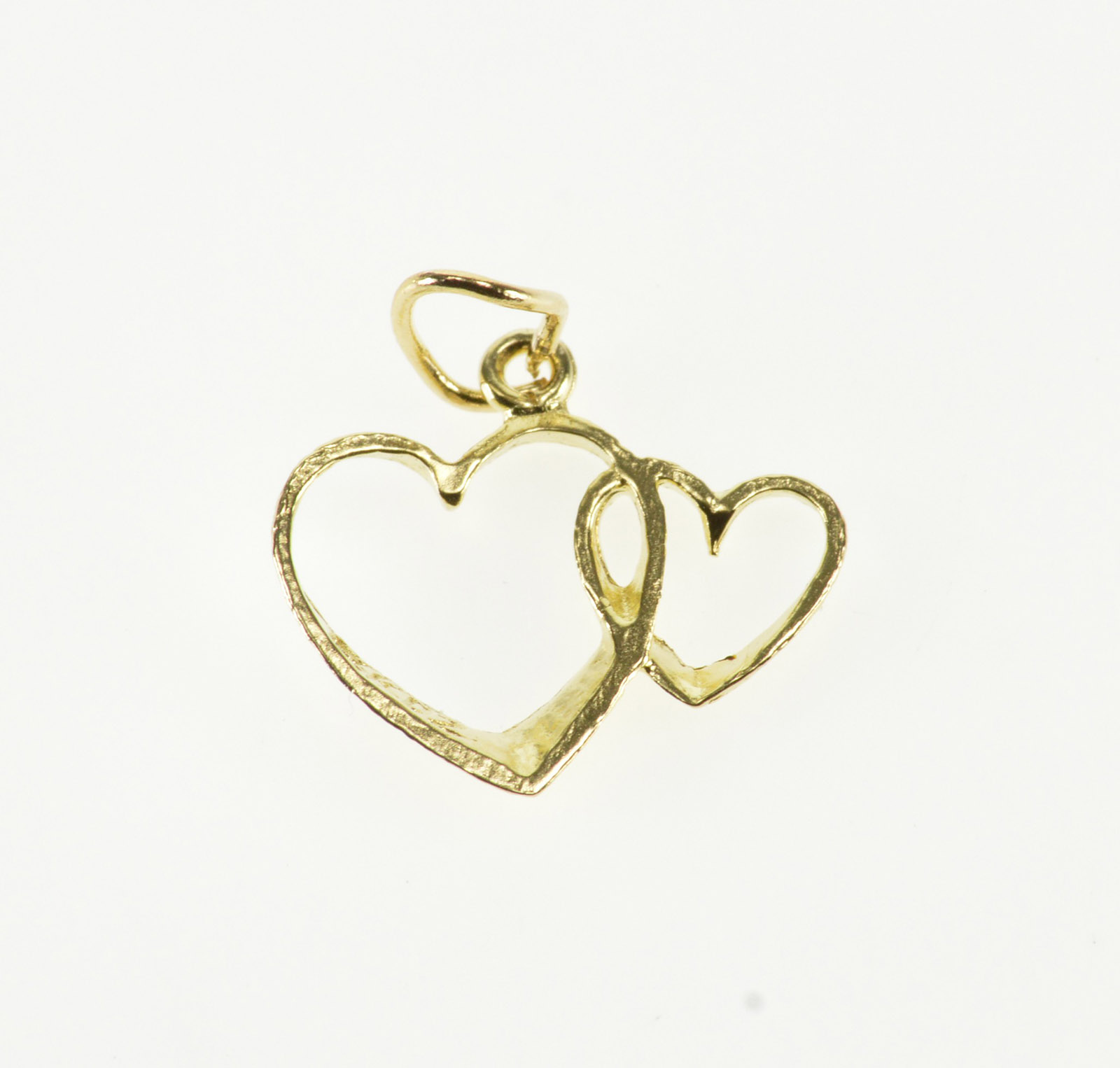 14K Interlocking Overlapping Heart Textured Yellow Gold Charm/Pendant ...