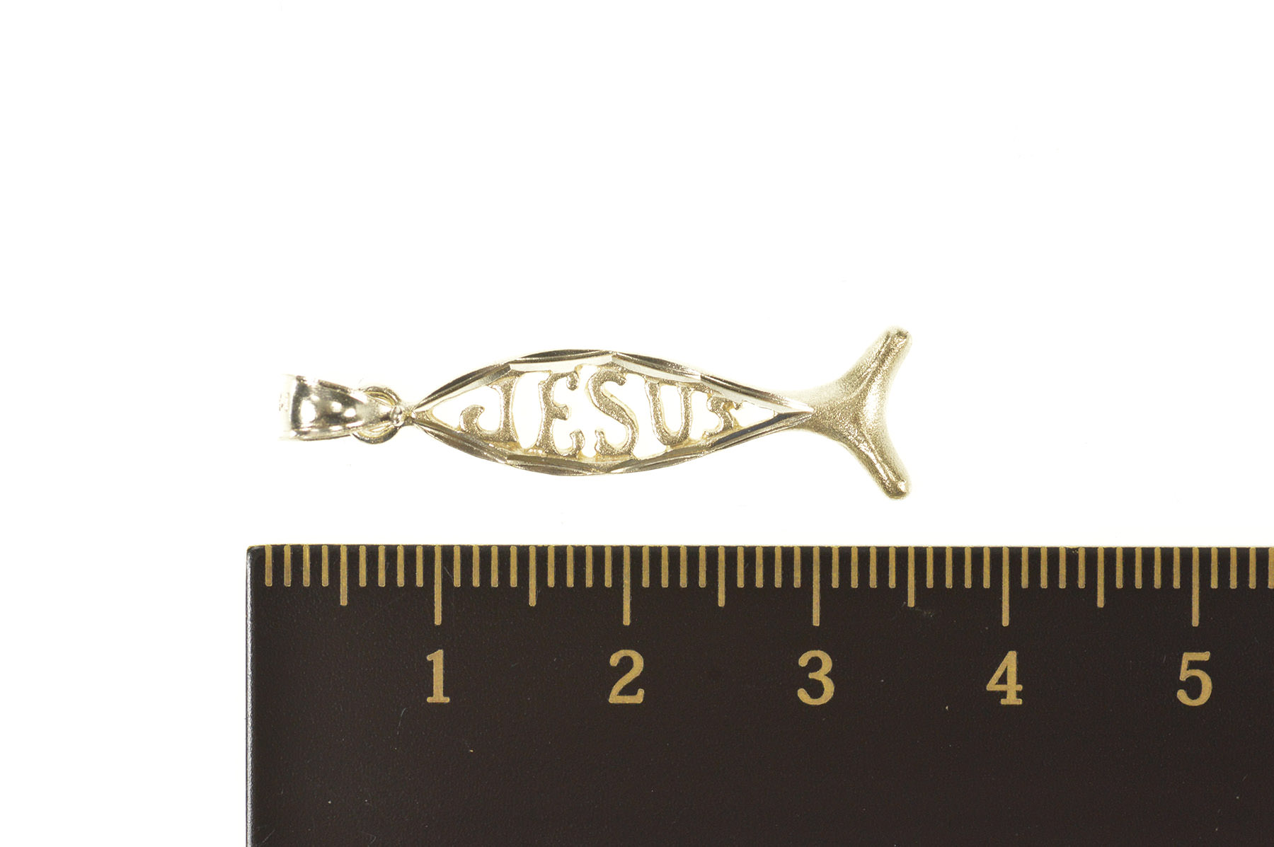 14K Jesus Ichthus Fish Christian Faith Symbol White Gold Pendant ...