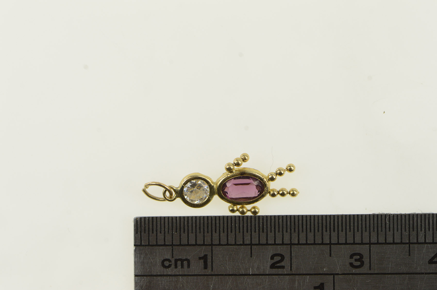 14K July Birthstone Baby Simulated Ruby Vintage Yellow Gold Charm ...