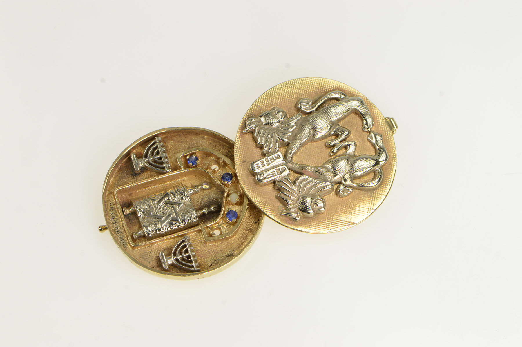 14K Lion of Judah Torah Jewish Elaborate Locket Yellow Gold Charm ...