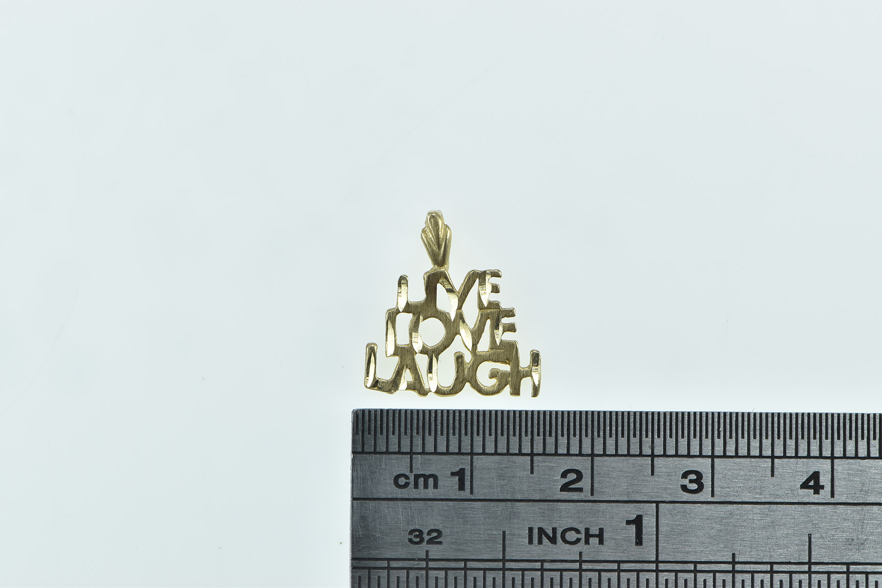 14K Live Laugh Love Positive Life Message Word Yellow Gold Charm ...