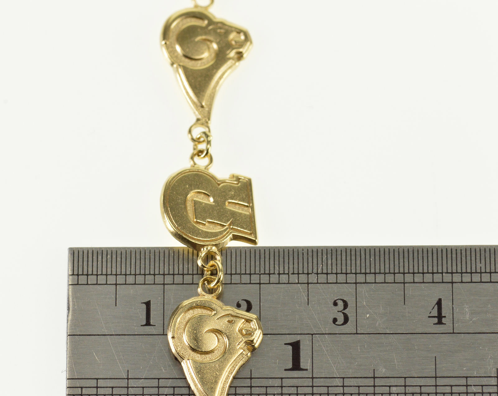 14K Los Angeles Rams Football Symbol Team Chain Yellow Gold Bracelet 7. ...