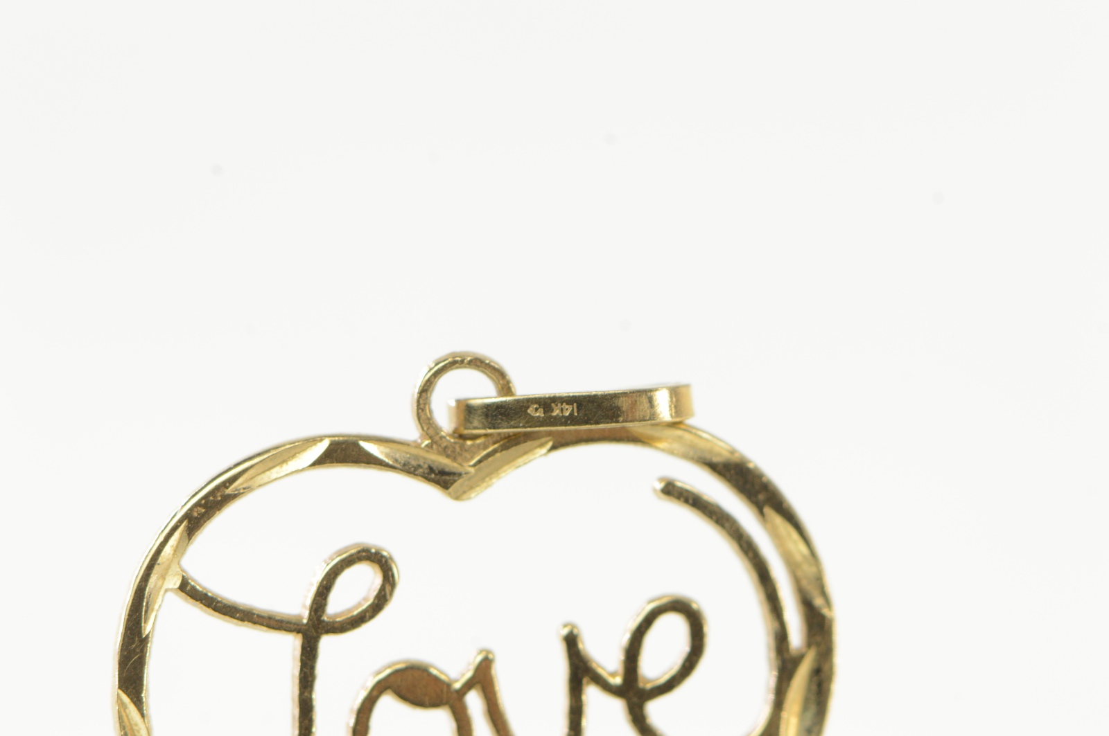 14K Love Cursive Heart Love Symbol Valentine Yellow Gold Charm/Pendant ...
