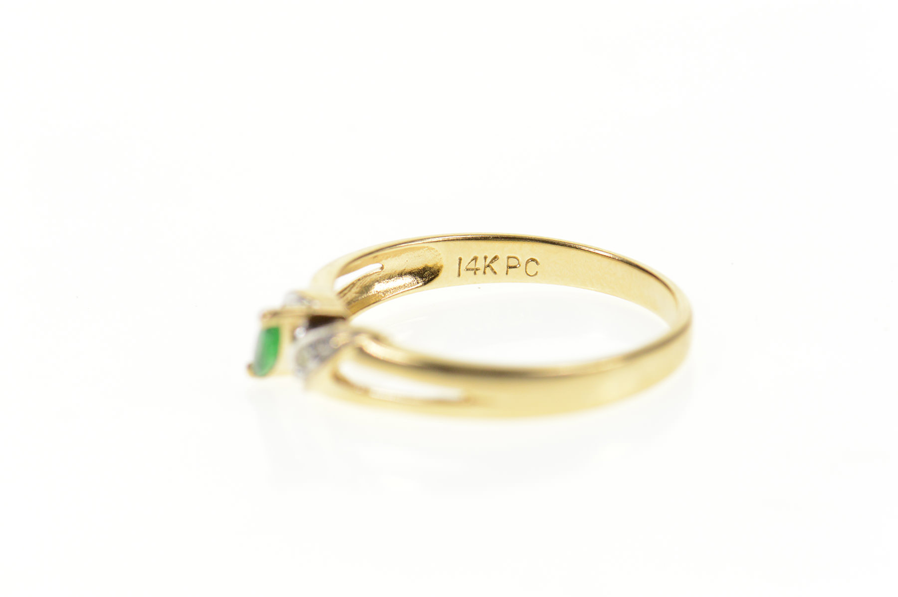 14K Marquise Emerald Diamond Accent Classic Yellow Gold Ring, Size 6.25 ...