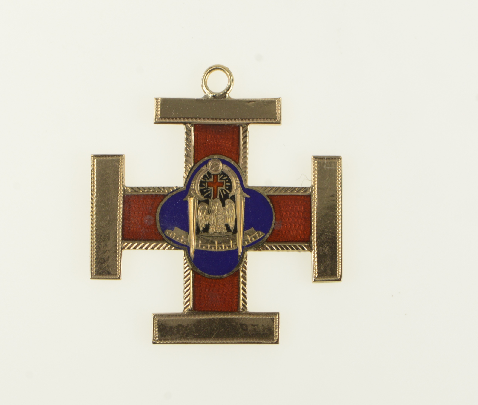 14K Masonic Enamel Scales Cross Eagle Yellow Gold Charm/Pendant ...