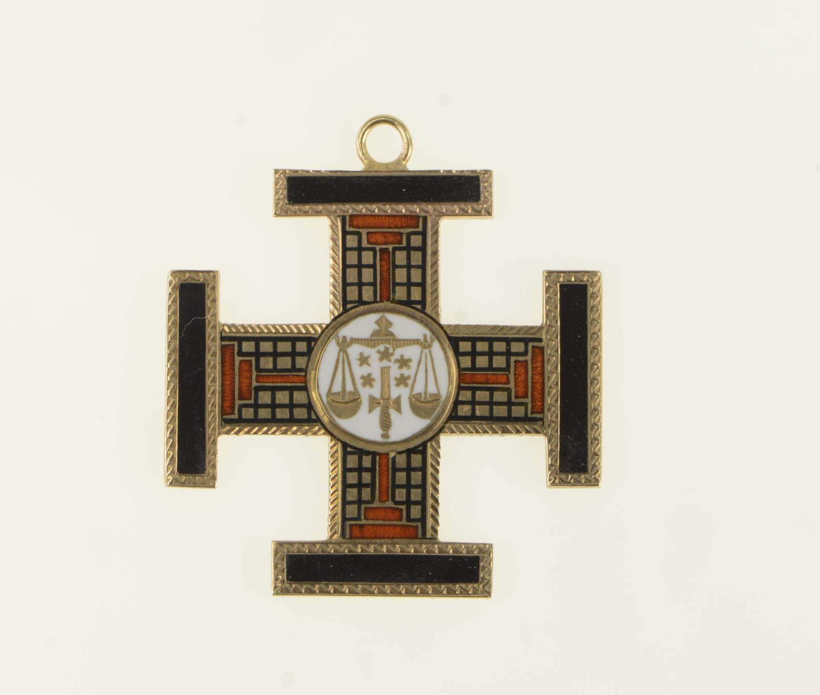 14K Masonic Enamel Scales Cross Eagle Yellow Gold Charm/Pendant ...