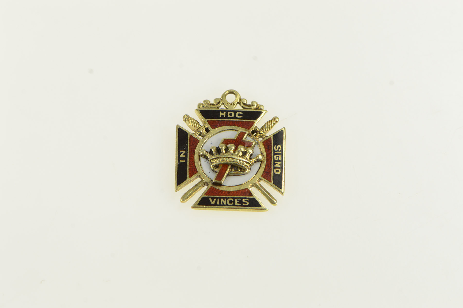 14K Masonic Knights Templar Enamel Insignia Yellow Gold Charm/Pendant ...