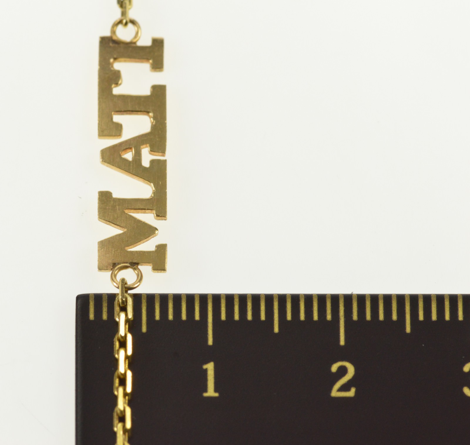14K Mati Name Pendant Fancy Chain Yellow Gold Necklace 18.75 ...