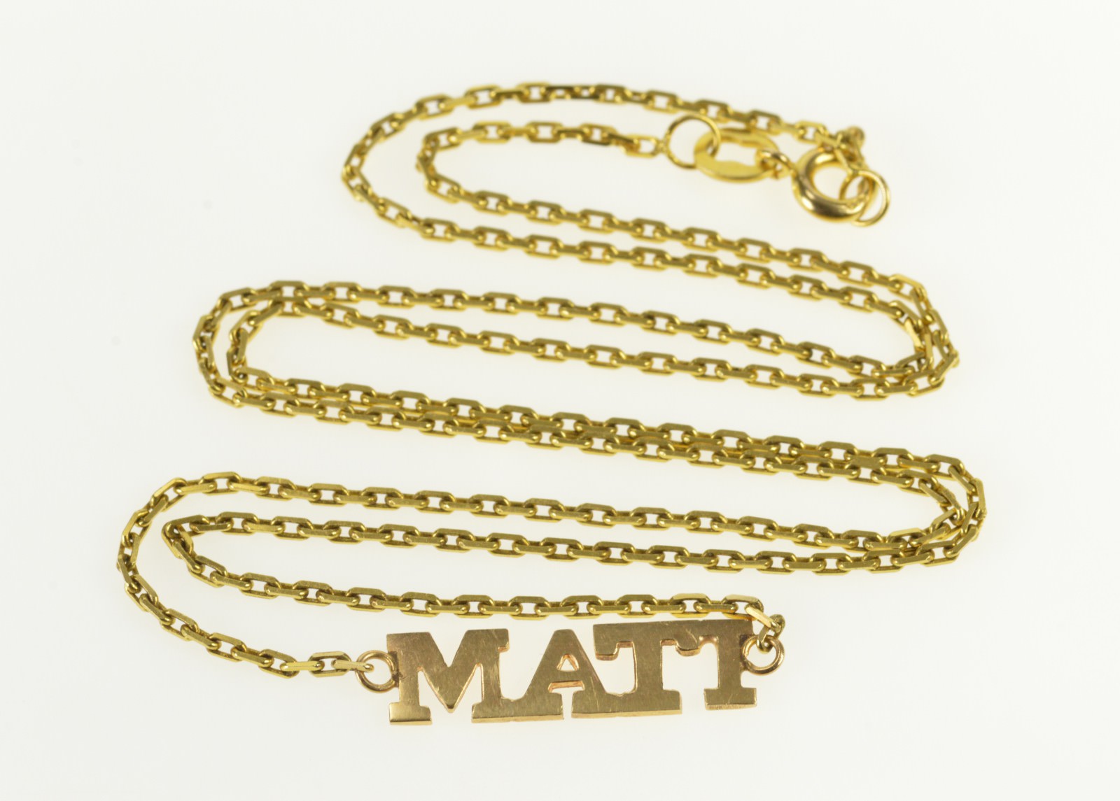 14K Mati Name Pendant Fancy Chain Yellow Gold Necklace 18.75 ...