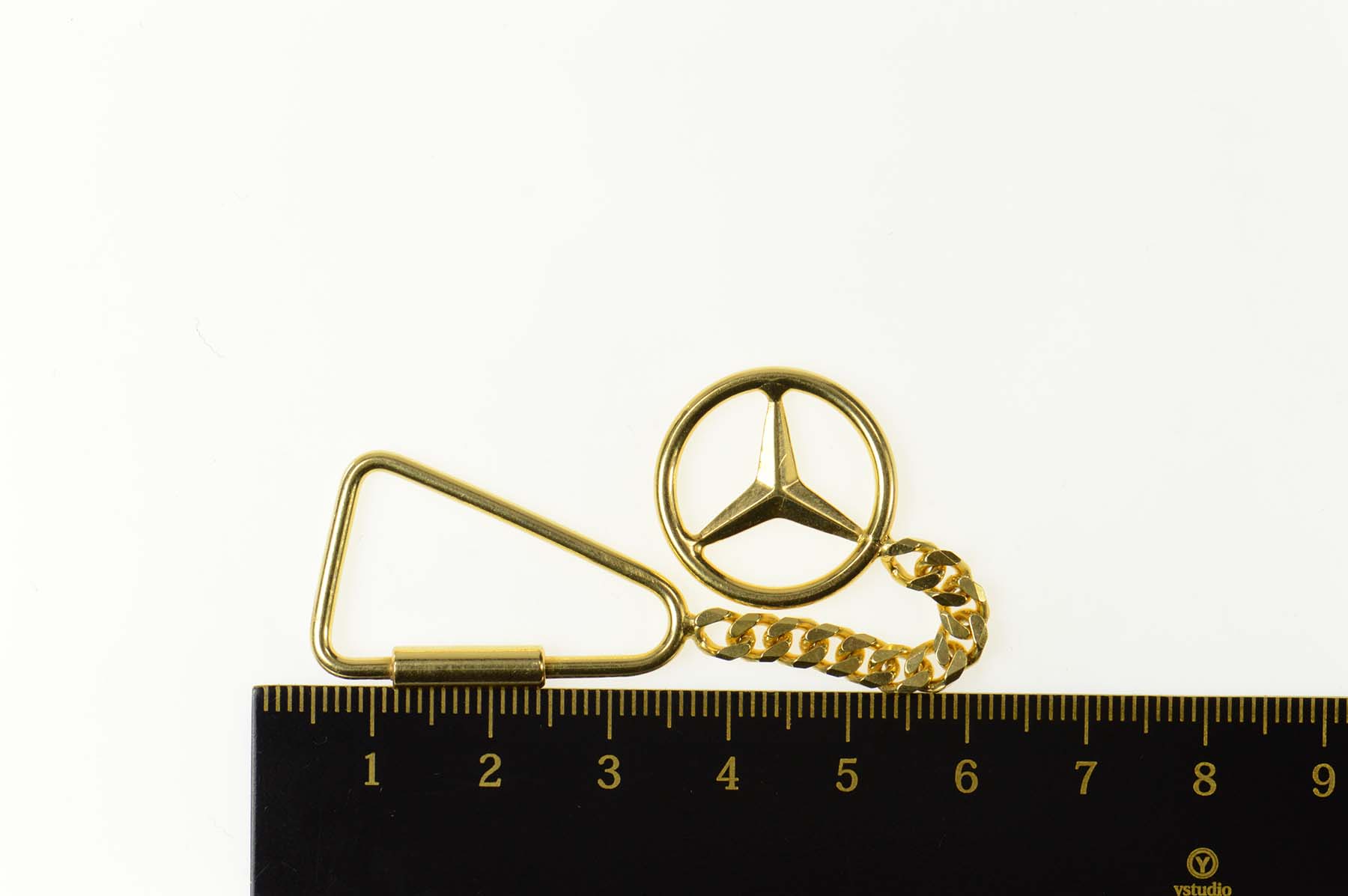 14K Mercedes Benz Logo Symbol Curb Key Chain Yellow Gold | Property Room