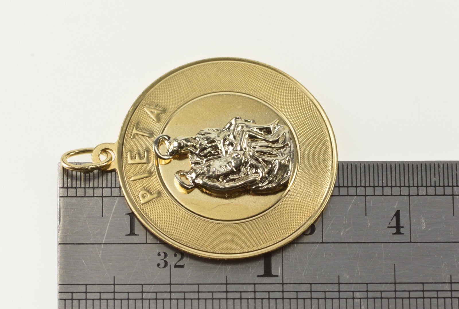 14K Michelangelo La Pieta Two Tone Art Sculpture Yellow Gold Charm ...