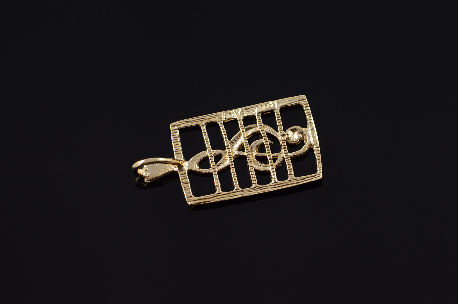 14K Music Staff Note Clef Note Filigree Yellow Gold Charm/Pendant ...