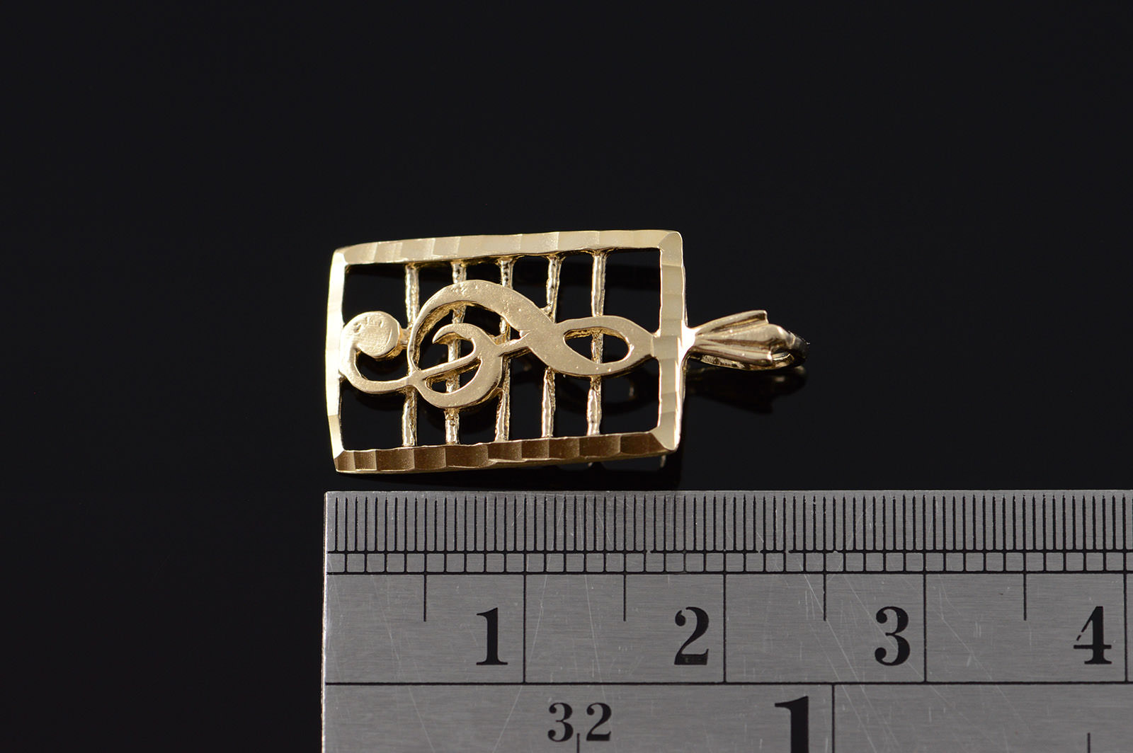 14K Music Staff Note Clef Note Filigree Yellow Gold Charm/Pendant ...