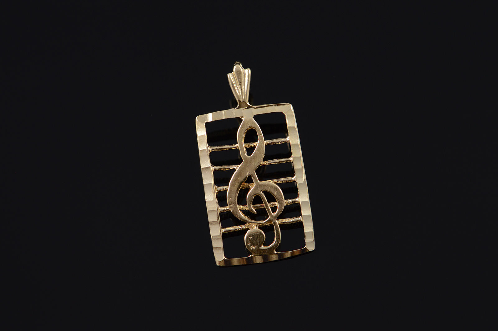 14K Music Staff Note Clef Note Filigree Yellow Gold Charm/Pendant ...