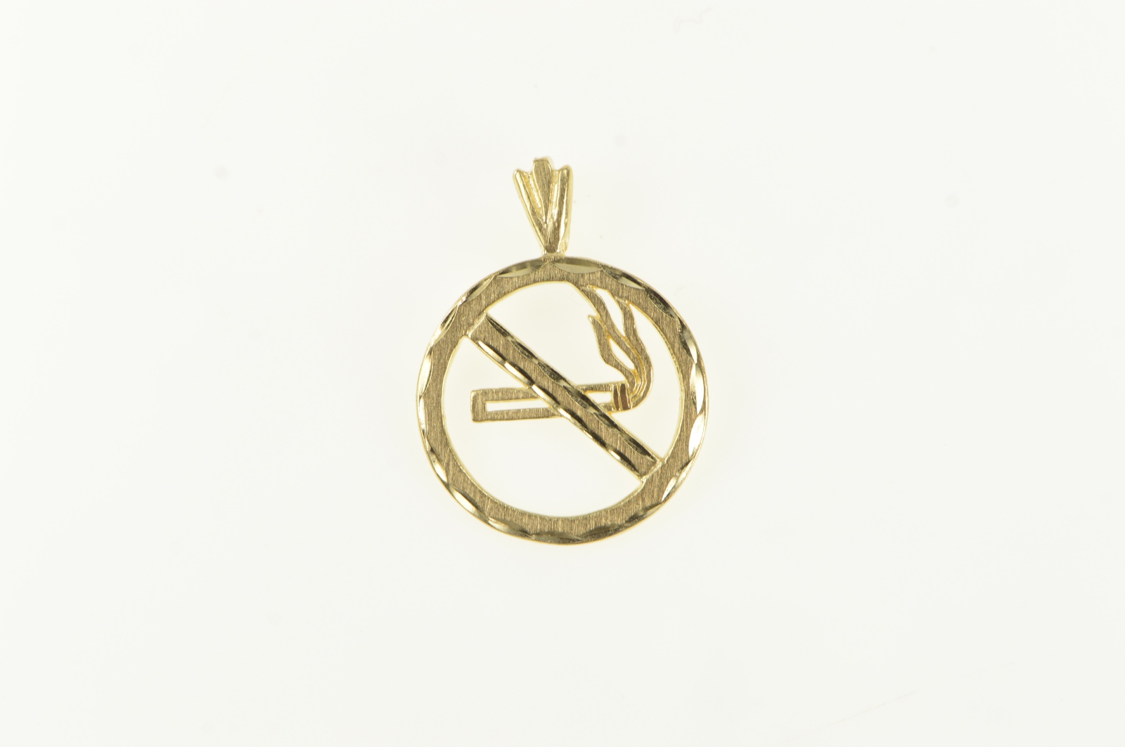 14K NO Smoking Symbol Novelty Cigarette Yellow Gold Pendant | Property Room