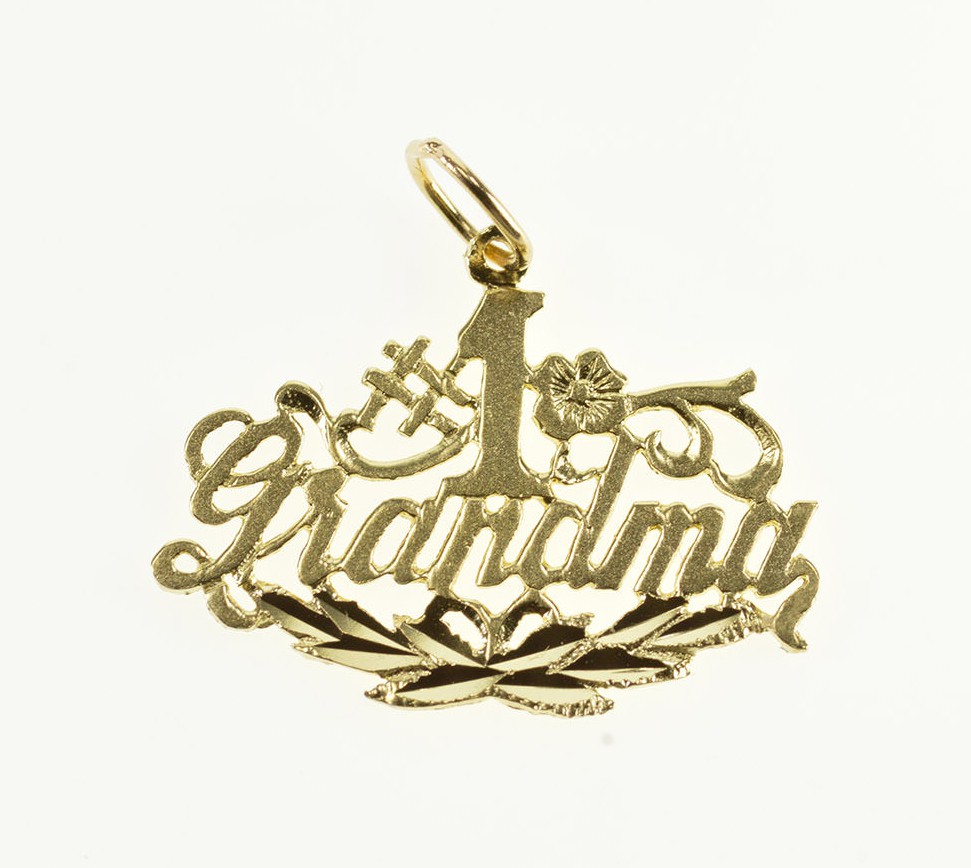 14K Number One #1 Grandma Cursive Cutout Yellow Gold Charm/Pendant ...