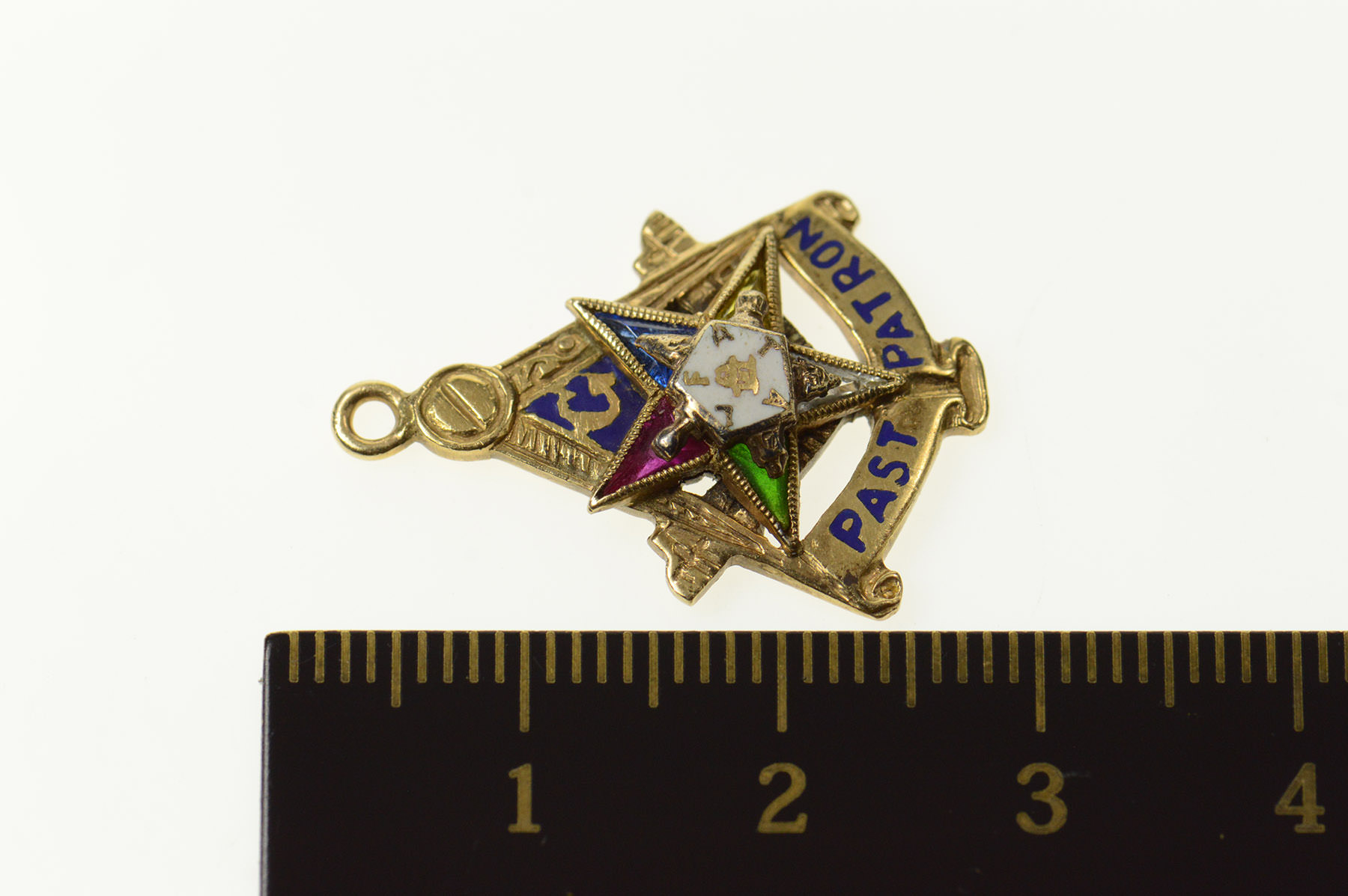14K Order of the Eastern Star Past Patron Enamel Yellow Gold Charm ...