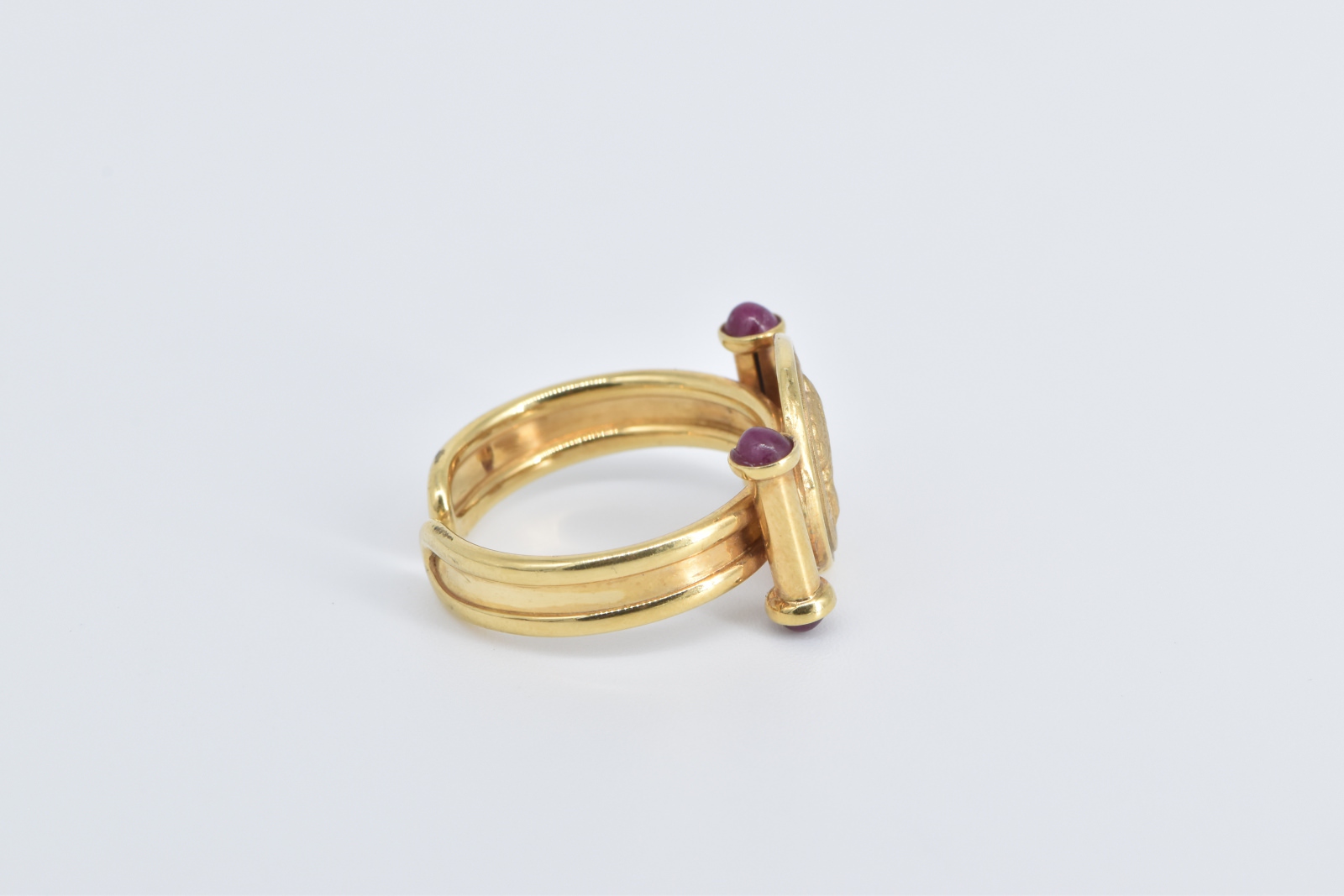 14K Ornate Caesar Ruby Ornate Statement Yellow Gold Ring, Size 7 ...