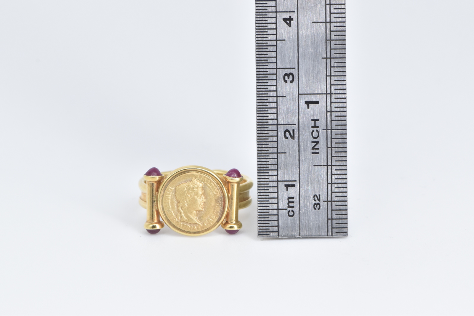 14K Ornate Caesar Ruby Ornate Statement Yellow Gold Ring, Size 7 ...