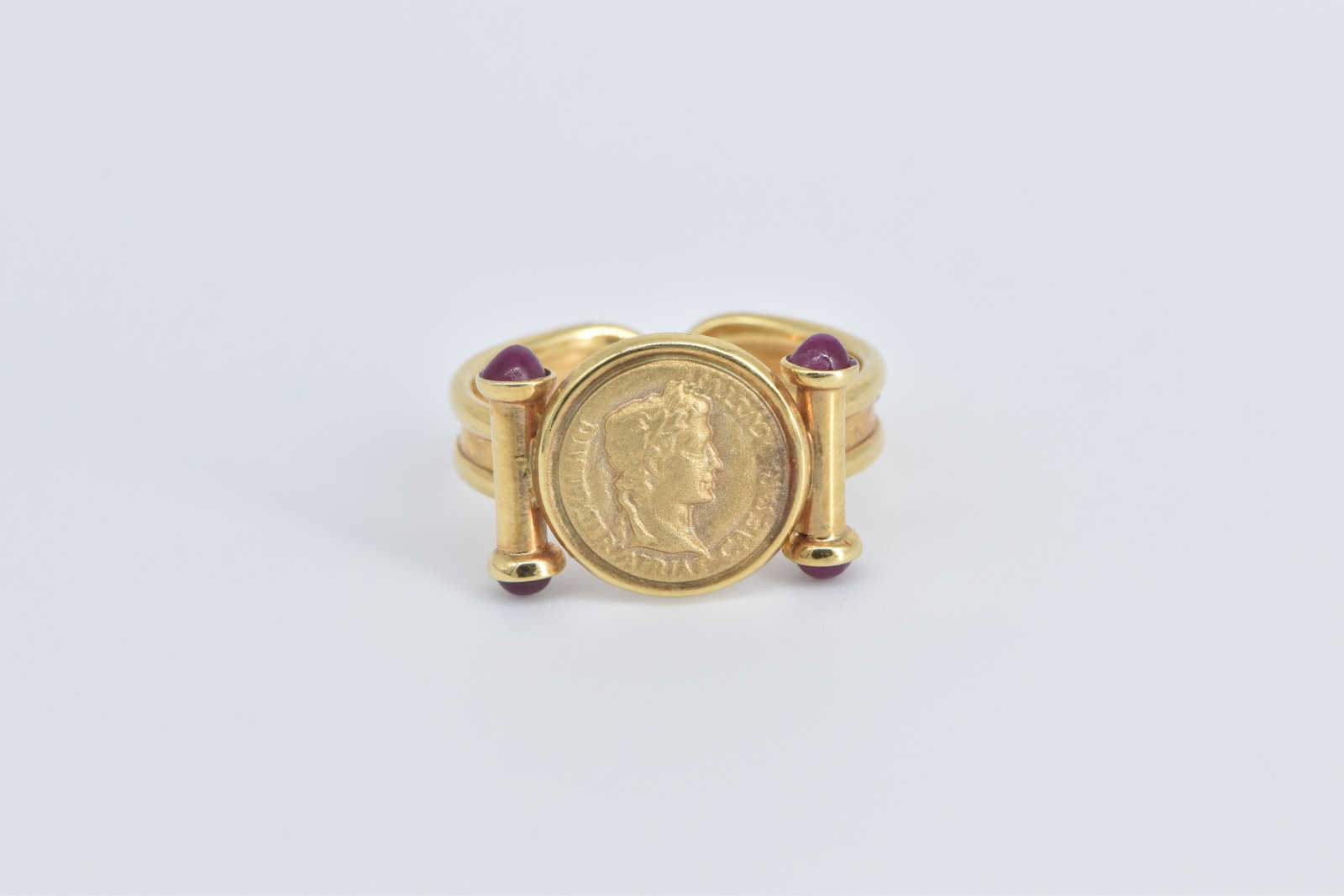 14K Ornate Caesar Ruby Ornate Statement Yellow Gold Ring, Size 7 ...