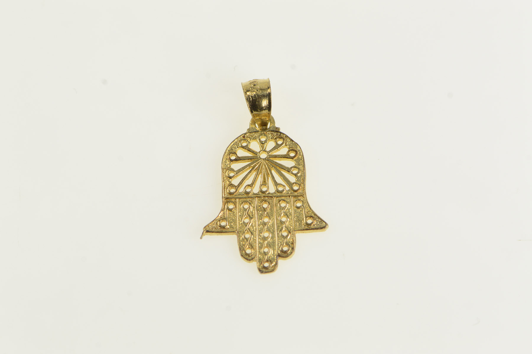 14K Ornate Filigree Hamsa Protection Symbol Yellow Gold Charm/Pendant ...