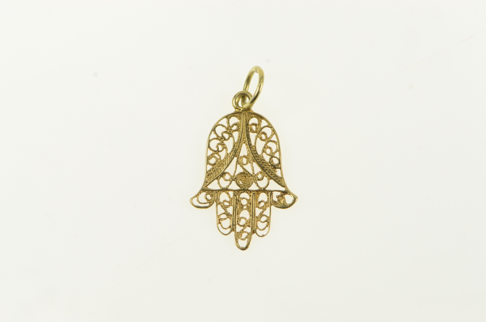 14K Ornate Filigree Hamsa Protection Symbol Yellow Gold Charm/Pendant ...