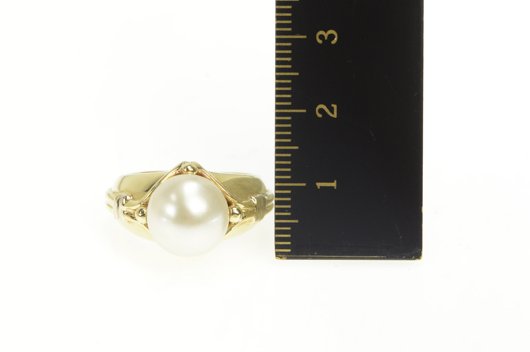 14K Ornate Pearl Inset Elaborate Statement Yellow Gold Ring, Size 7 ...