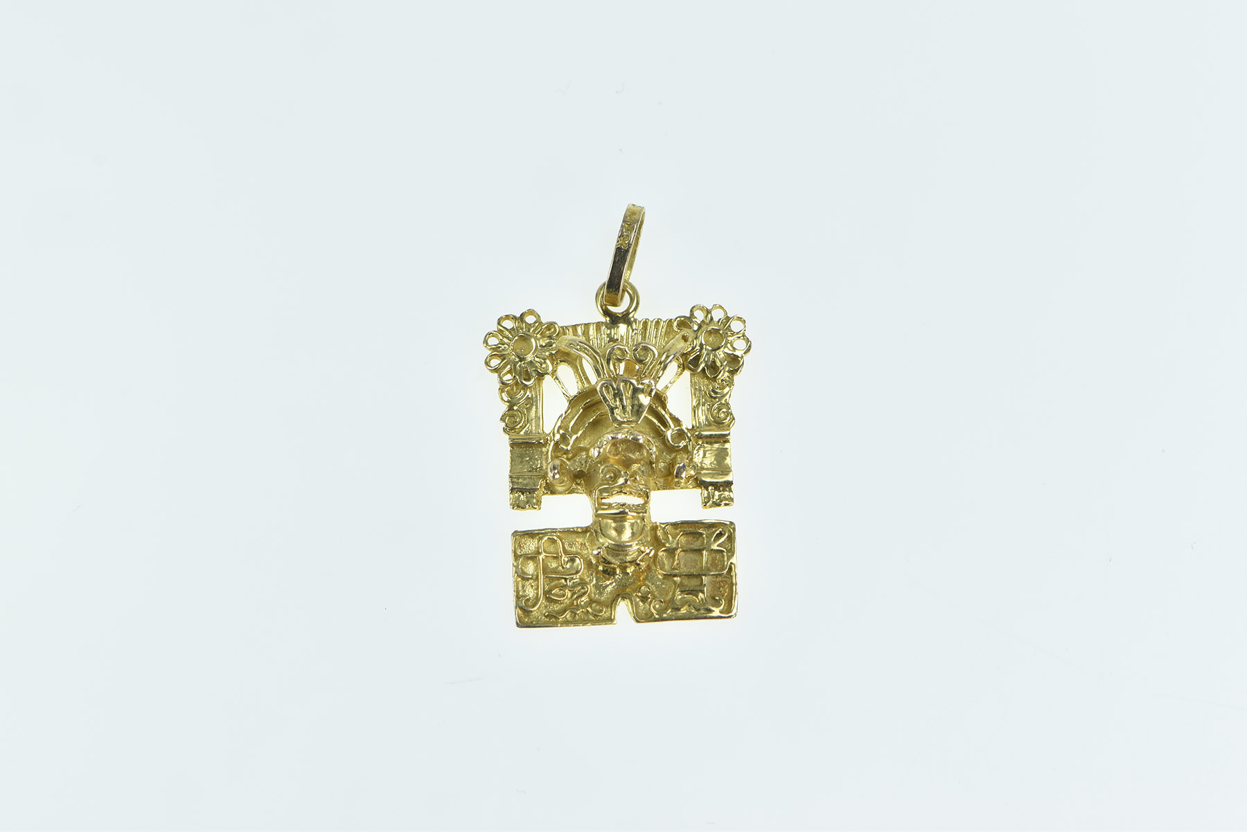14K Ornate Peruvian Tribal Figure Elaborate Yellow Gold Charm/Pendant ...