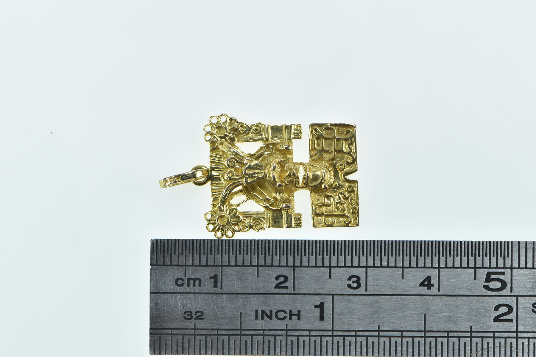 14K Ornate Peruvian Tribal Figure Elaborate Yellow Gold Charm/Pendant ...
