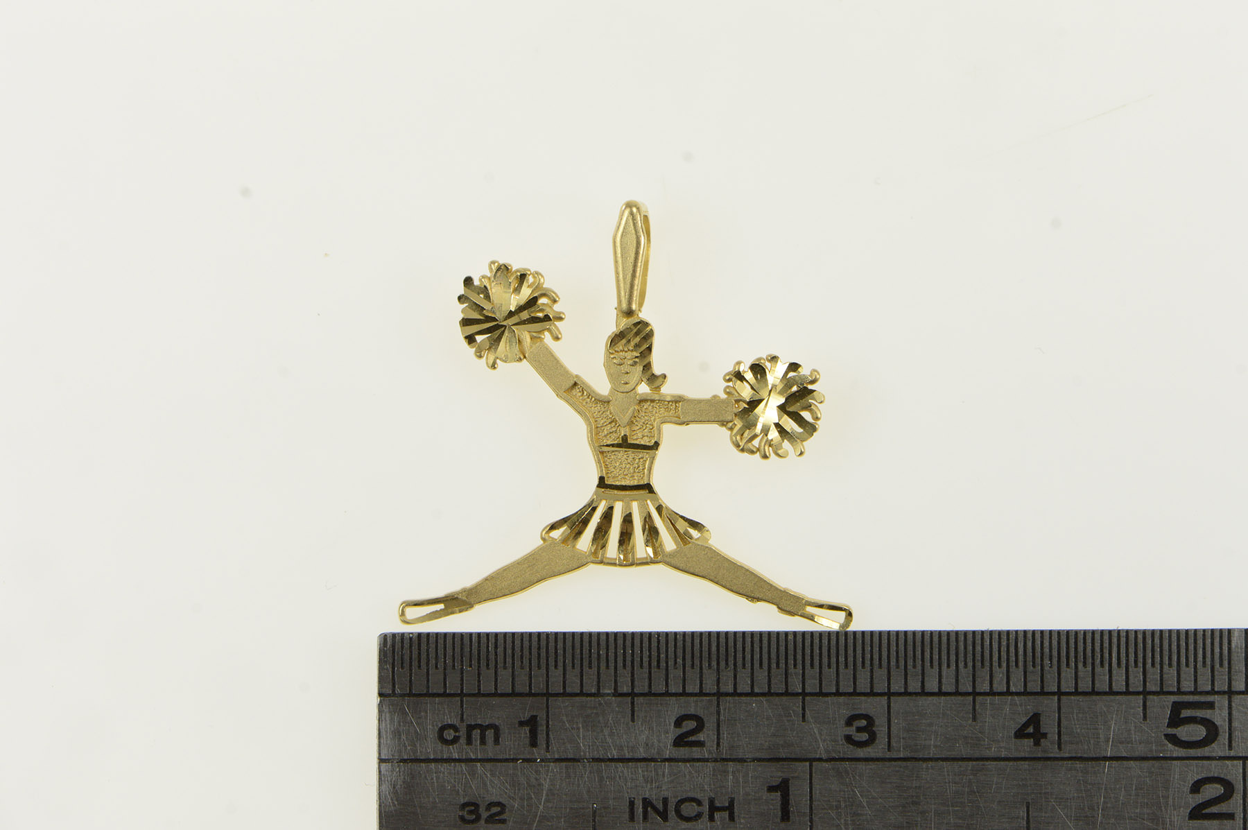 14K Ornate Retro Cheerleader Cheer Spirit Yellow Gold Charm/Pendant ...