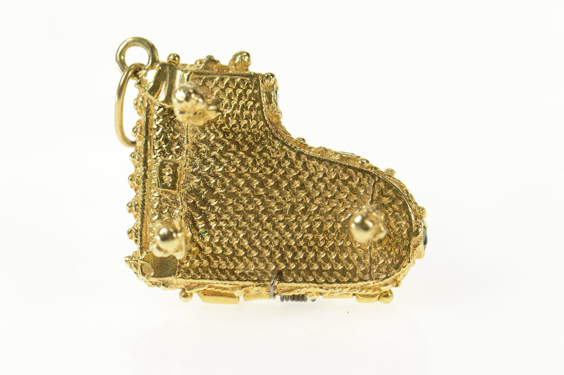 14K Ornate Retro Elaborate Pearl Emerald Piano Yellow Gold Charm ...