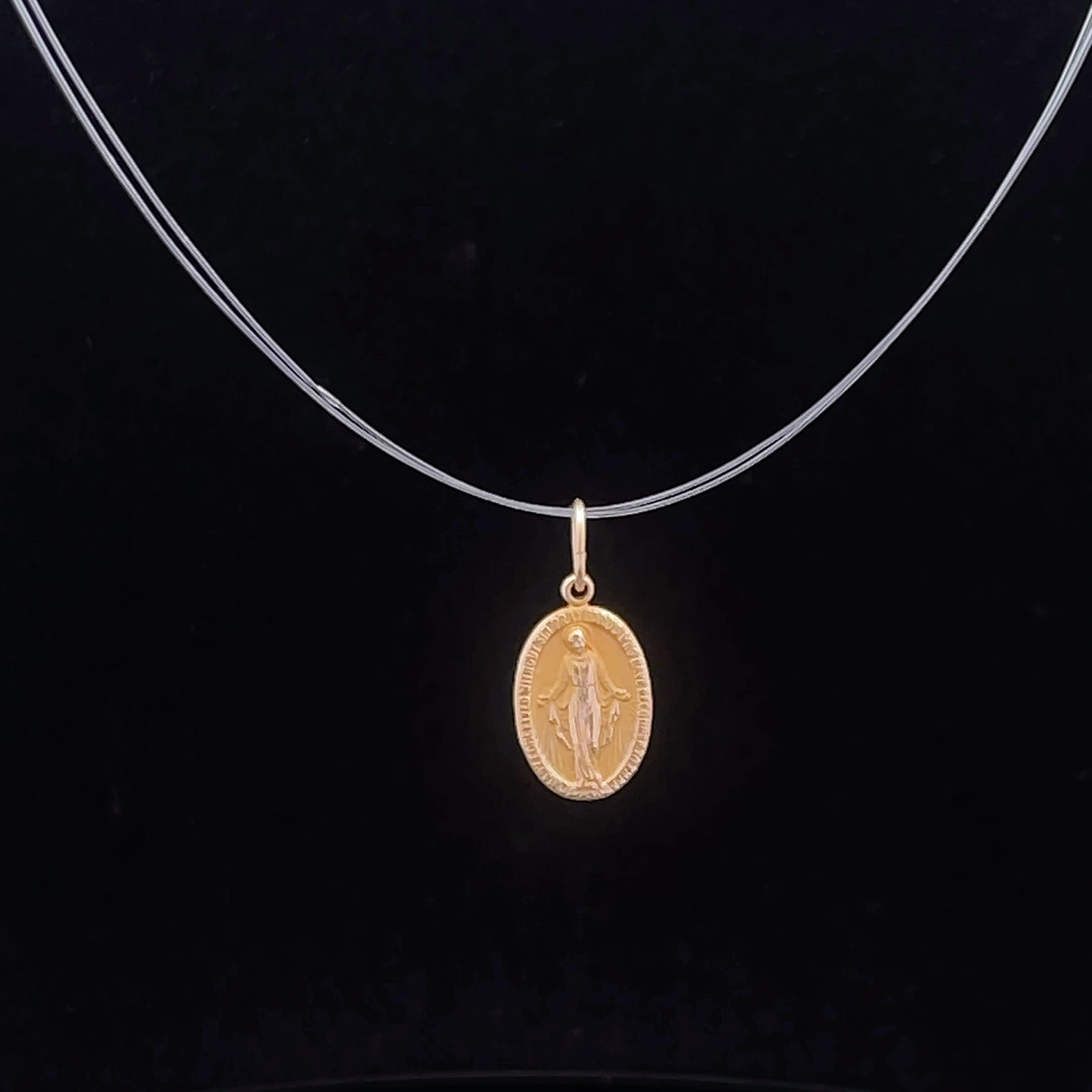 14K Oval Virgin Mary Christian Faith Symbol Yellow Gold Charm/Pendant ...