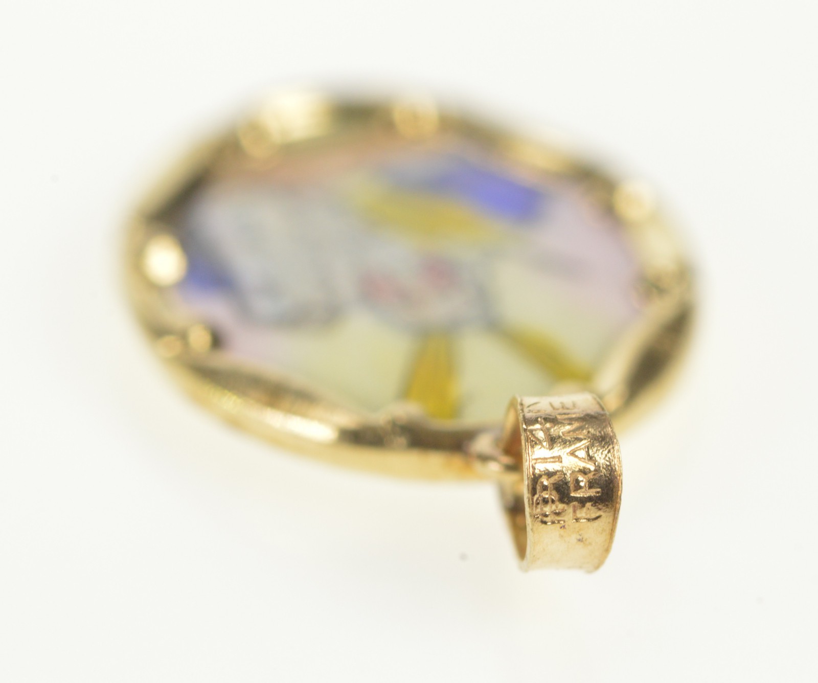 14K Painted Ceramic Ten Commandments Hebrew Yellow Gold Charm/Pendant ...