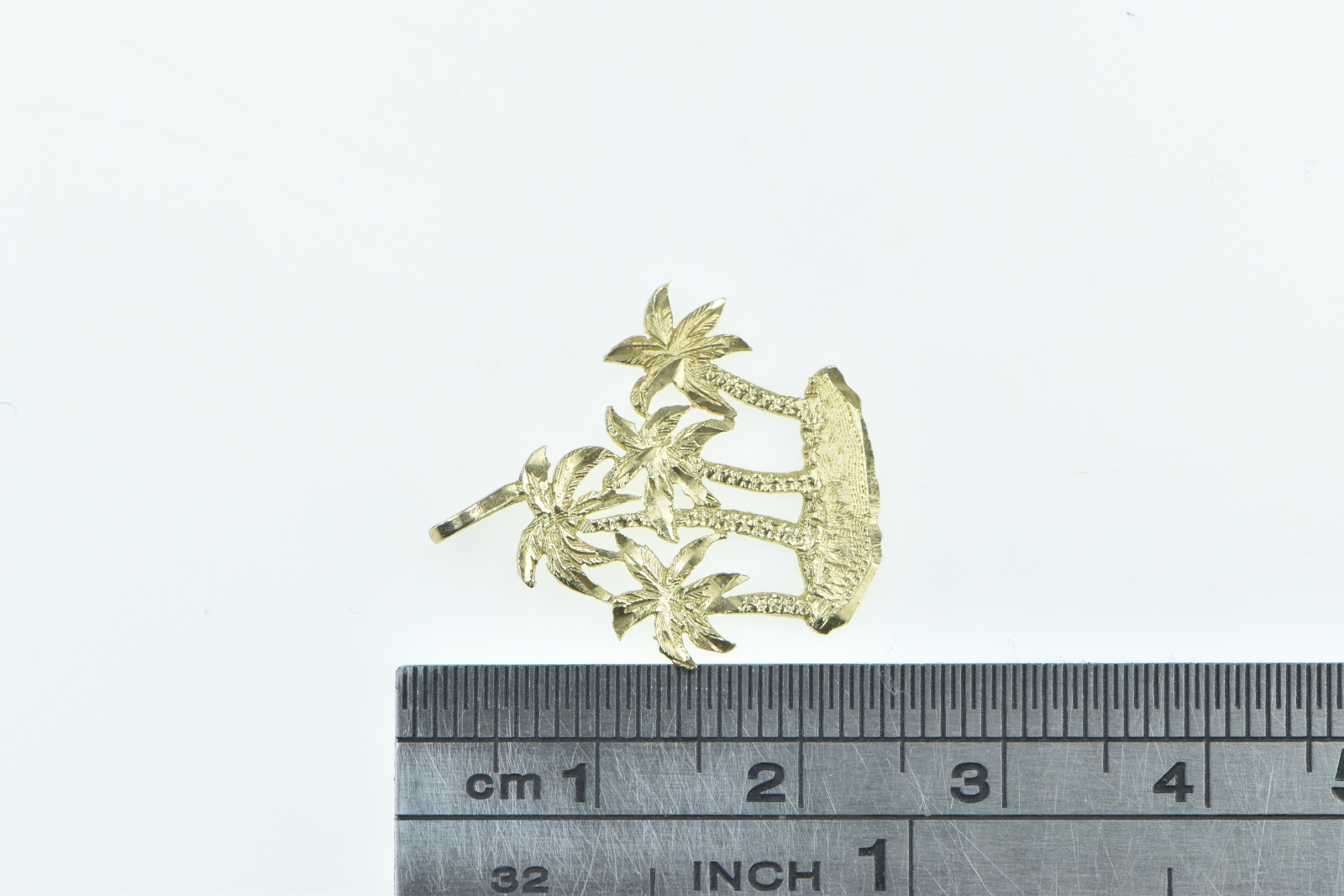 14K Palm Tree Tropical Island Motif Yellow Gold Charm/Pendant ...