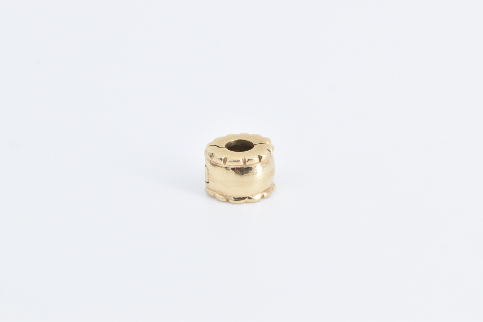 14K Pandora Beveled Spacer Clip Designer Slide Yellow Gold Charm ...