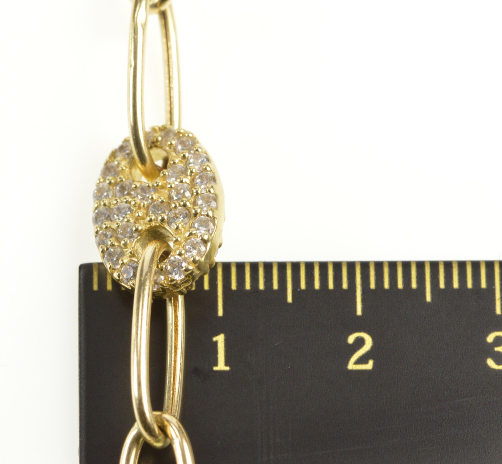 14K Pave Anchor Cable Link Chain Statement Yellow Gold Bracelet 8 ...