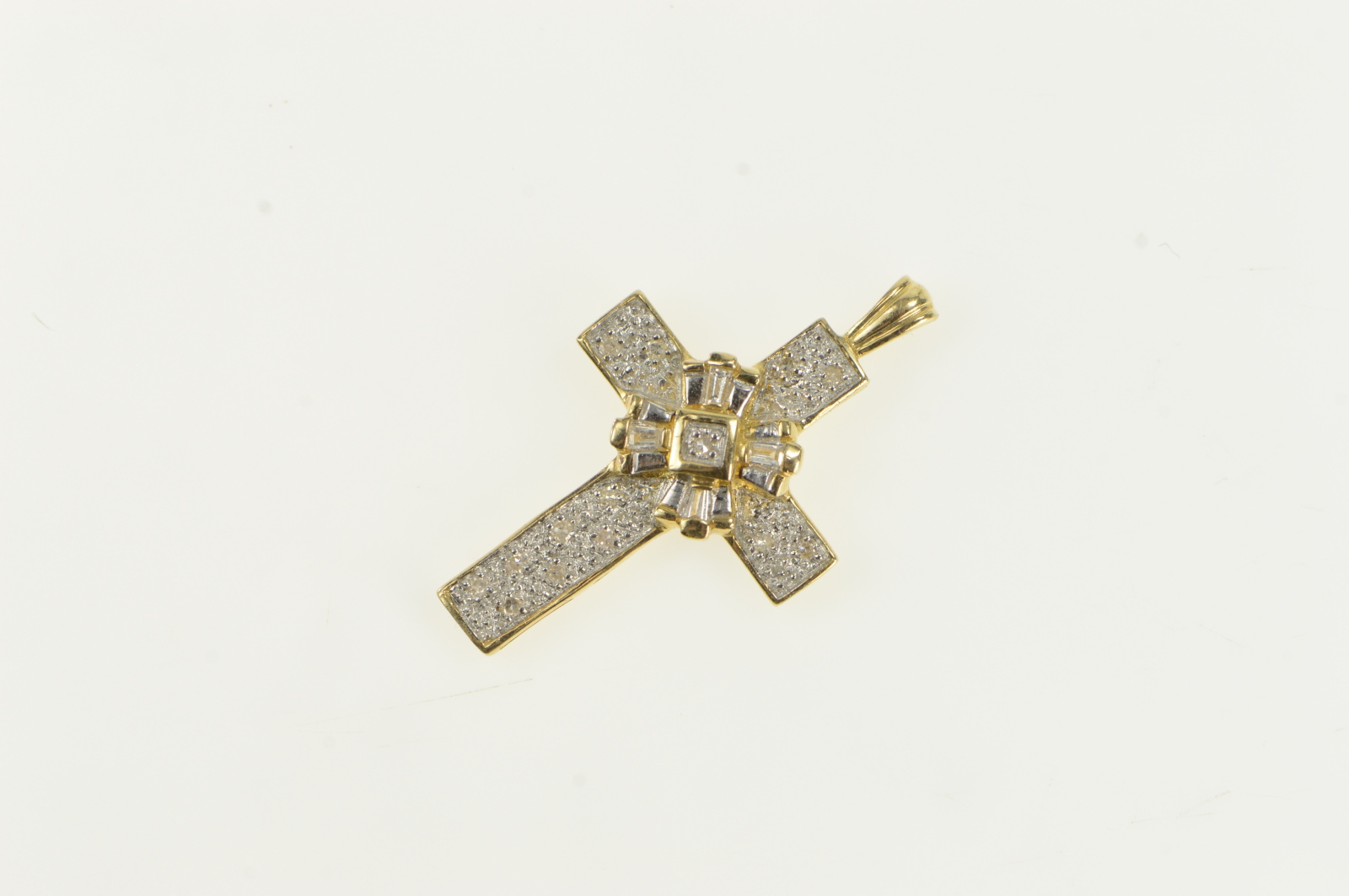 14K Pave Diamond Cross Christian Faith Symbol Yellow Gold Pendant ...
