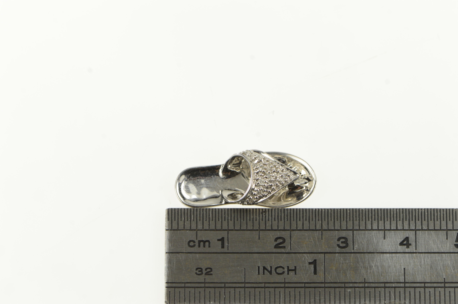 14K Pave Diamond Inset Sandal Flip Flop Shoe White Gold Charm/Pendant ...