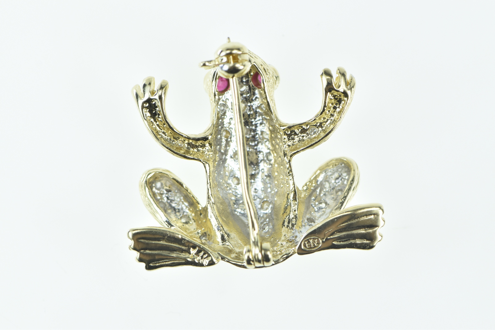 14K Pave Diamond Ruby Tree Frog Statement Yellow Gold Pin/Brooch ...