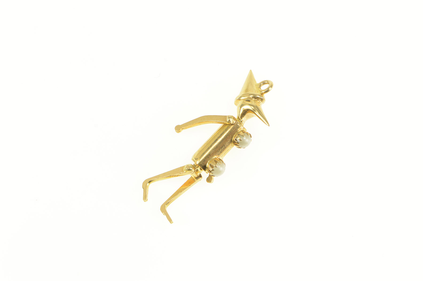 14K Pearl Button Puppet Marionette Pinocchio Yellow Gold Charm/Pendant ...