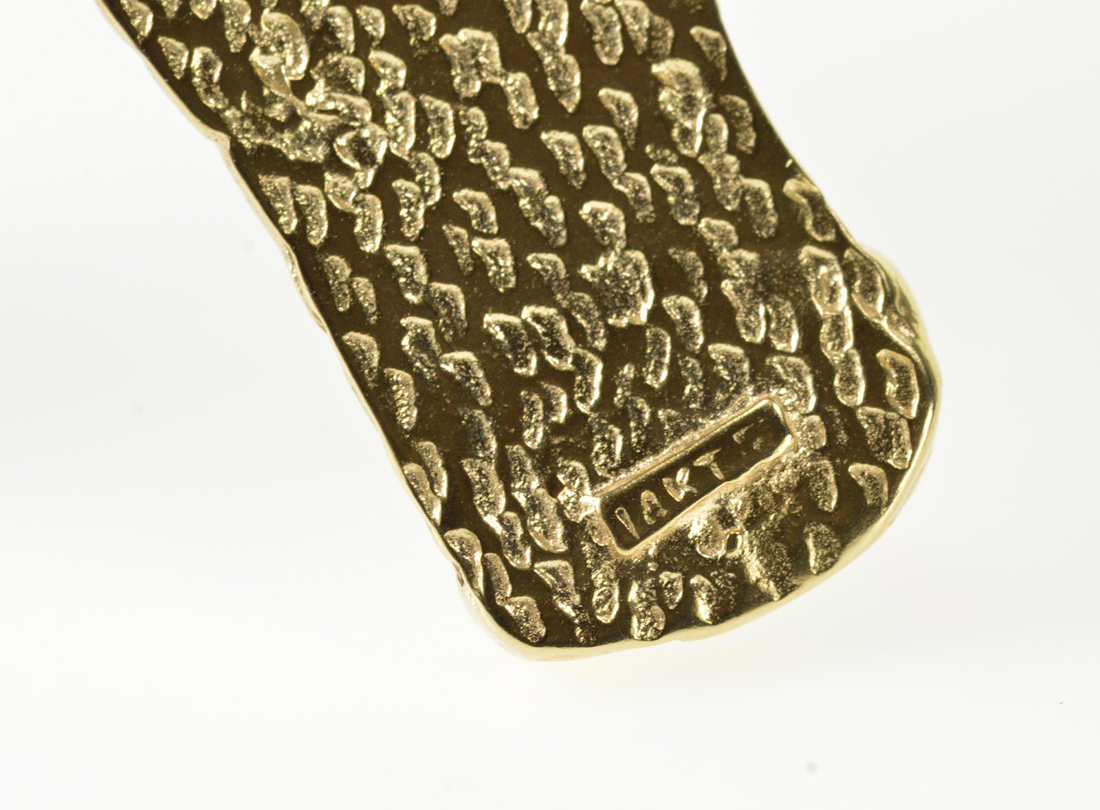 14K Pitted Textured Gold Nugget Bar Yellow Gold Pendant | Property Room