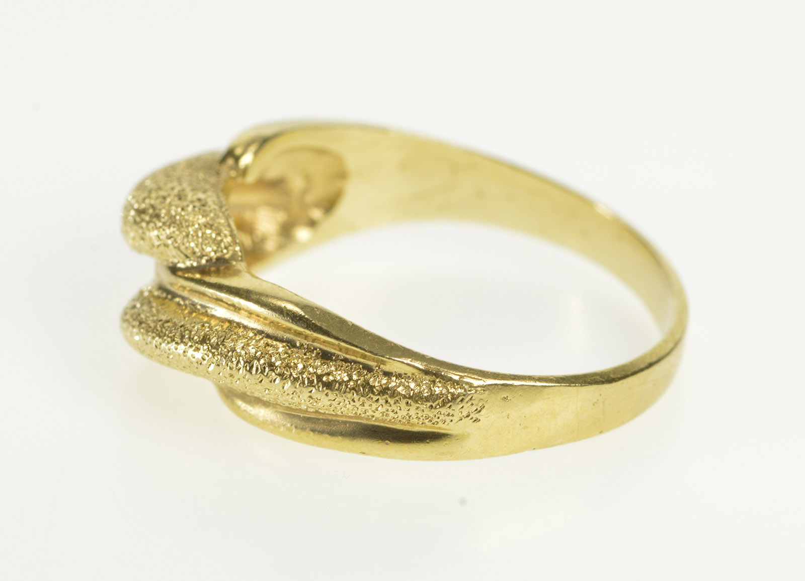14K Pitted Textured Rounded Bypass Band Yellow Gold Ring, Size 6.25 ...