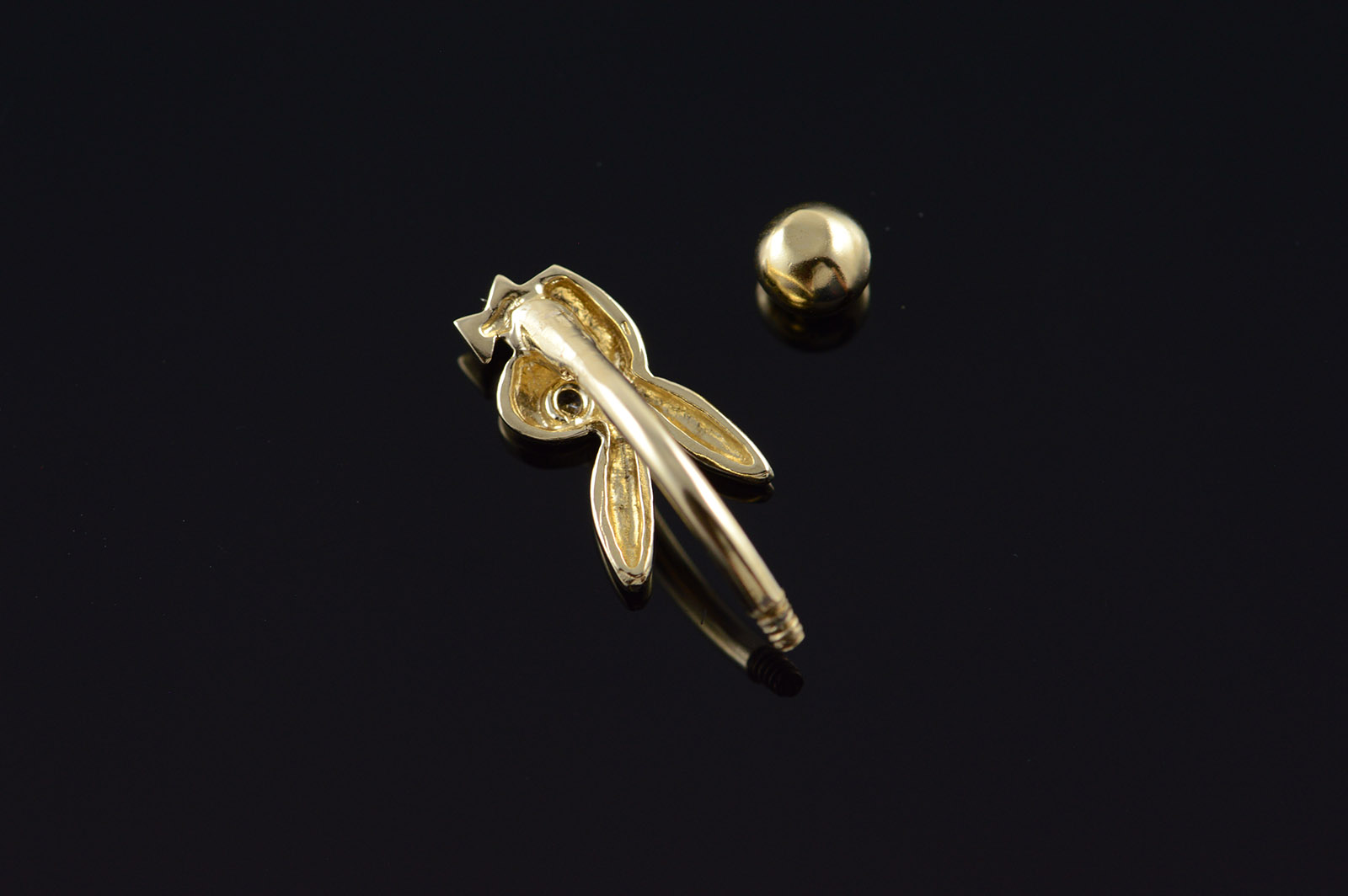 14K Play Boy Bunny Rabbit Belly Button Ring Piercing Yellow Gold ...
