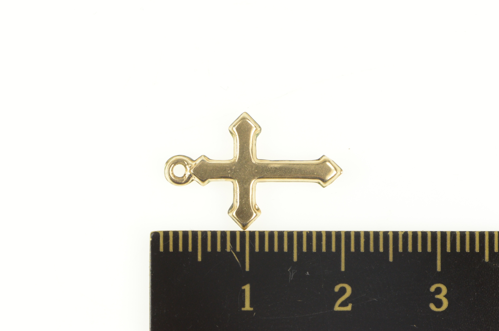 14K Puffy Classic Cross Christian Faith Symbol Yellow Gold Charm ...